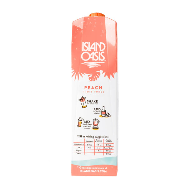 Island Oasis Peach Fruit Puree Beverage Mix - 12 x 1 Ltr